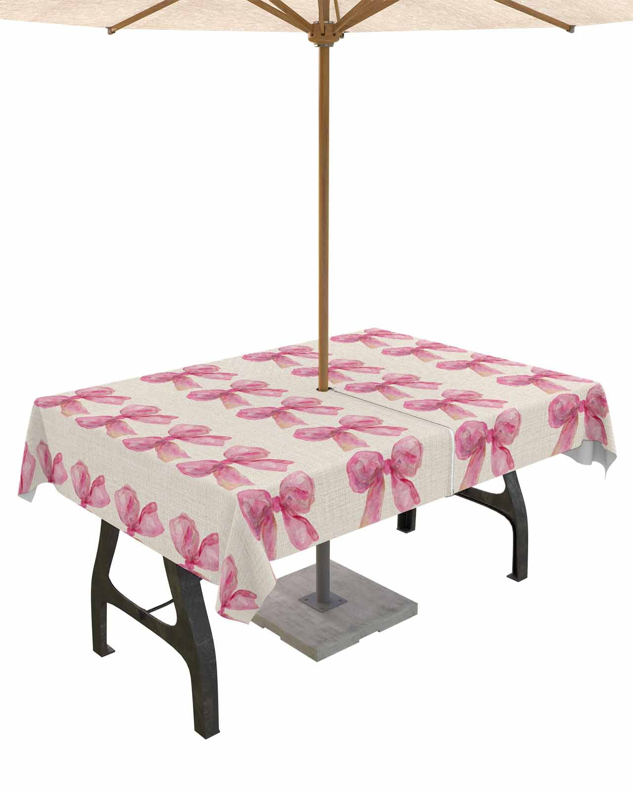 Fsddascl Bowknot Pink Outdoor Tablecloth - 60x120 Inch Rectangle Dining ...