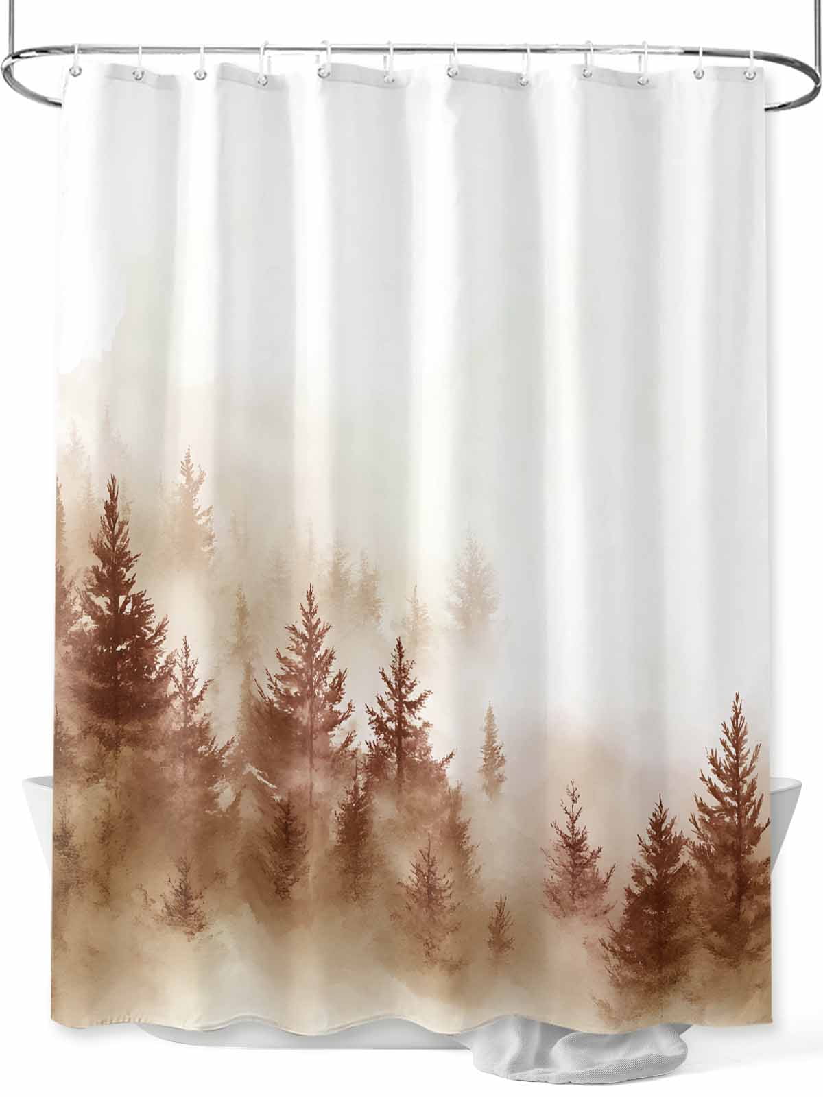 Fsddascl Brown Foggy Forest Shower Curtain Set - 54" x 78" Washable ...