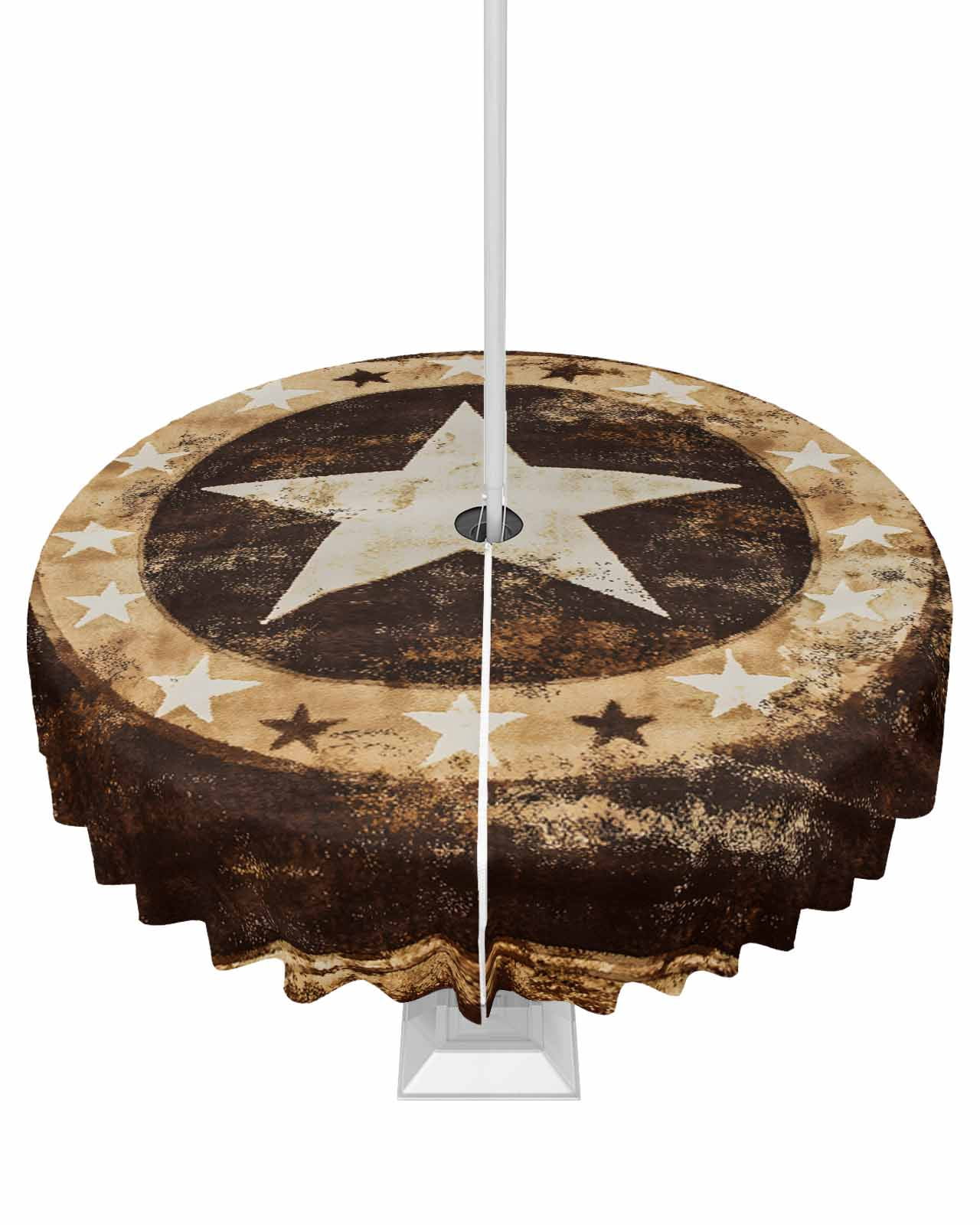 Fsddascl Brown Star Texas Outdoor Tablecloth - 60 Inch Round Dining ...