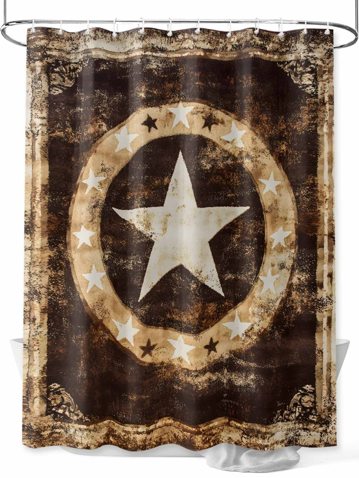 Fsddascl Brown Star Texas Shower Curtain Set - 66" x 72" Washable ...