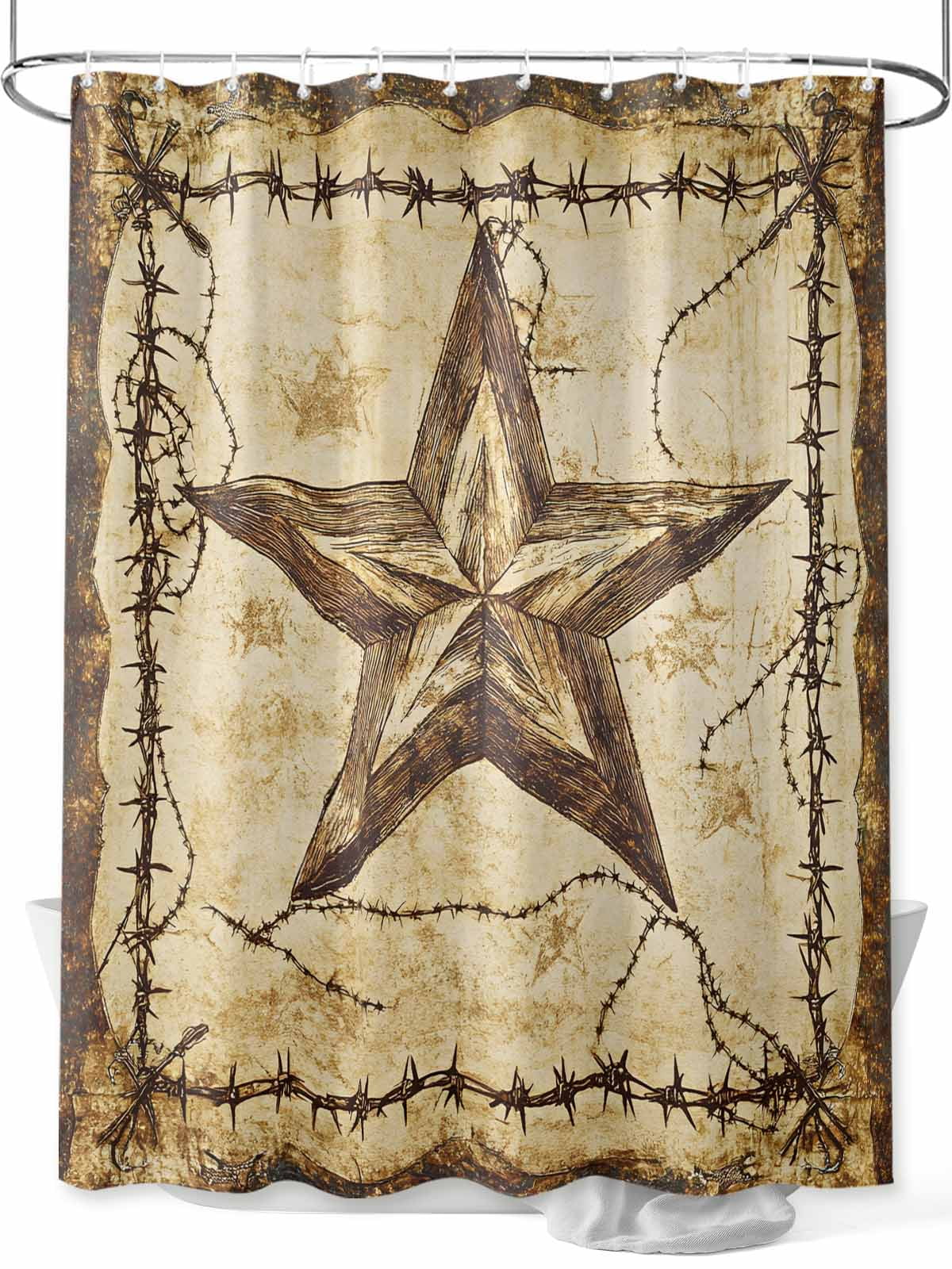 Fsddascl Brown Texas Star Country Shower Curtain Set - 48" x 72 ...