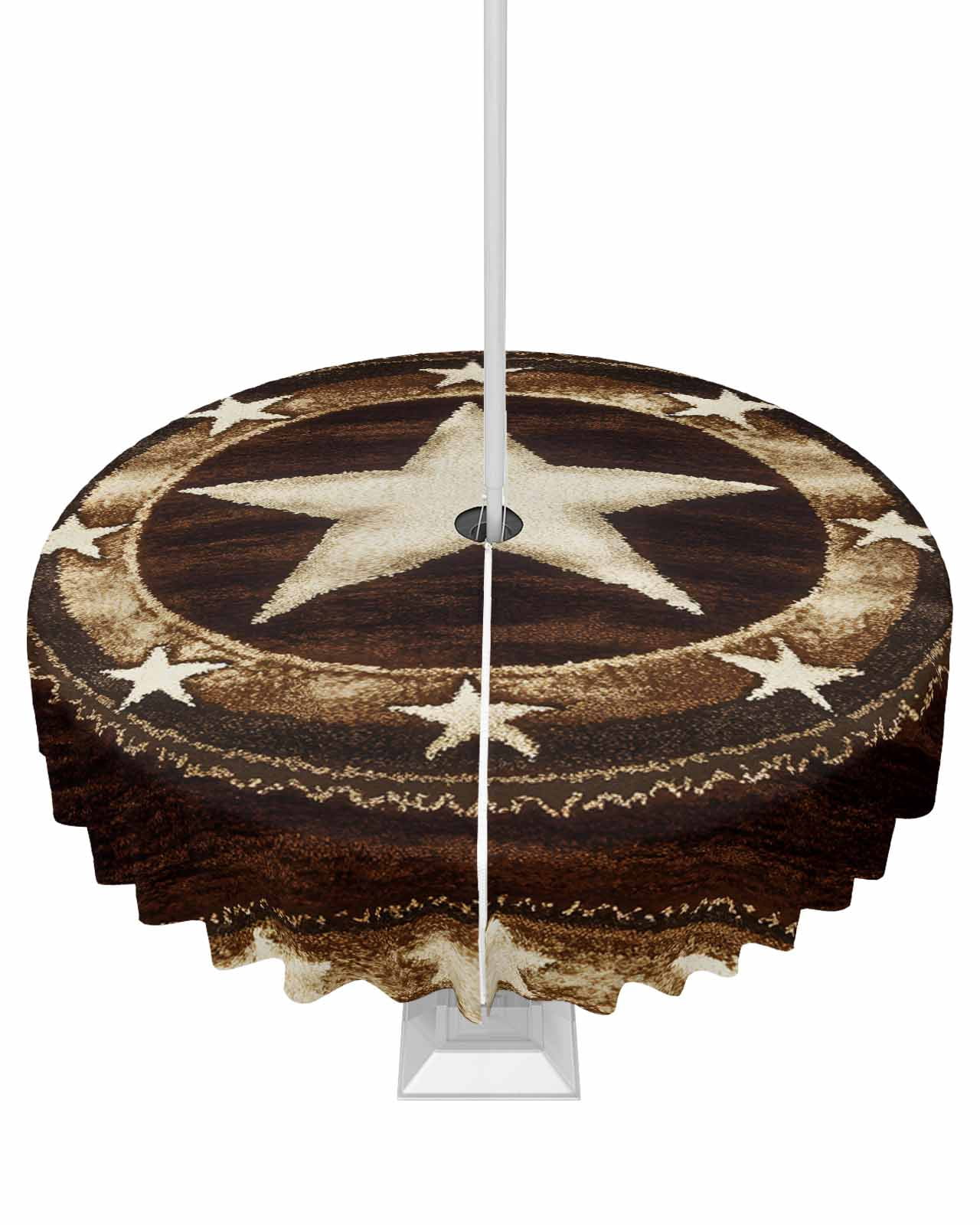 Fsddascl Brown Texas Star Western Outdoor Tablecloth - 60 Inch Round ...