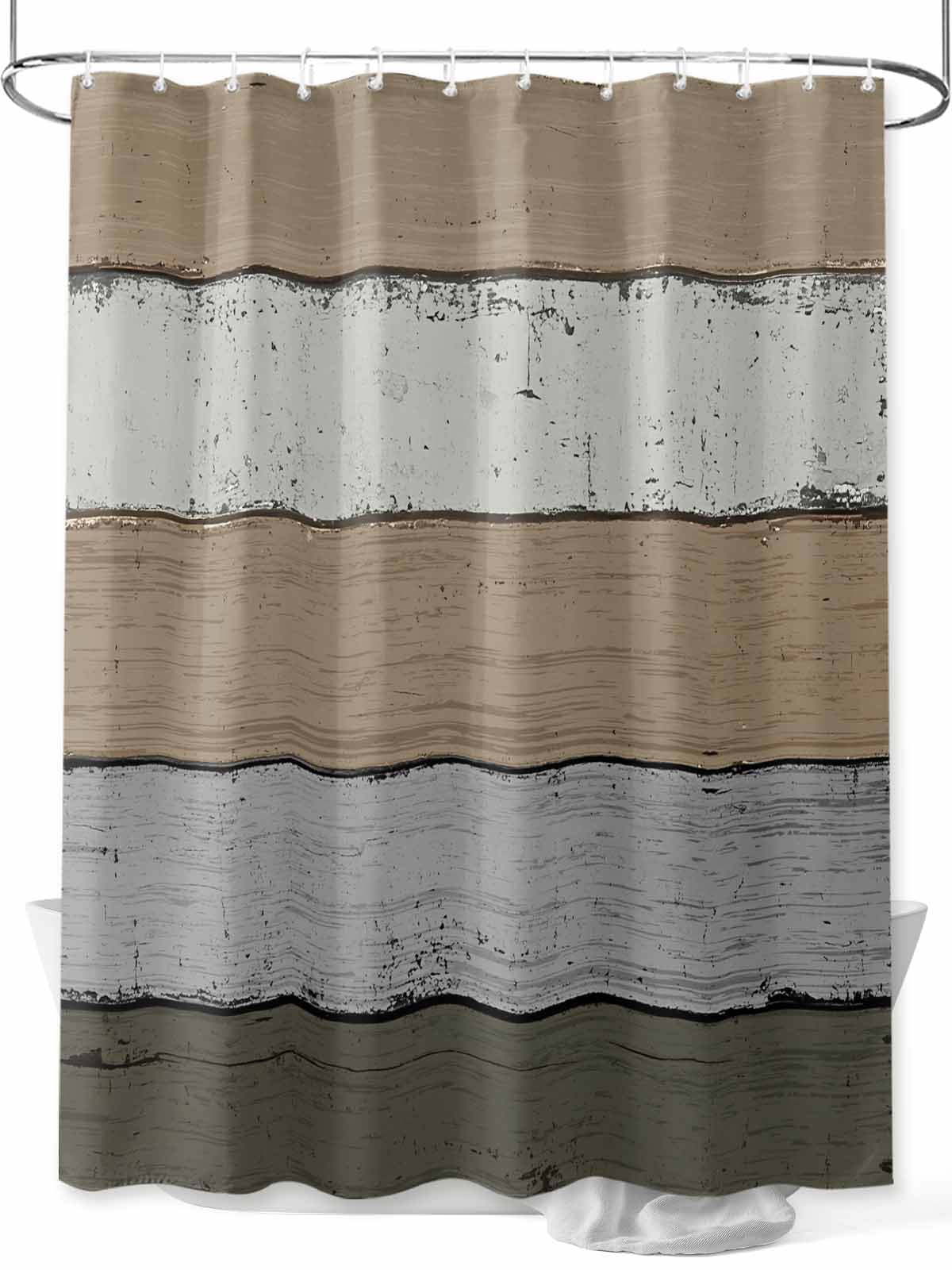 Fsddascl Brown Wood Grain Shower Curtain Set - 48" x 72" Washable ...