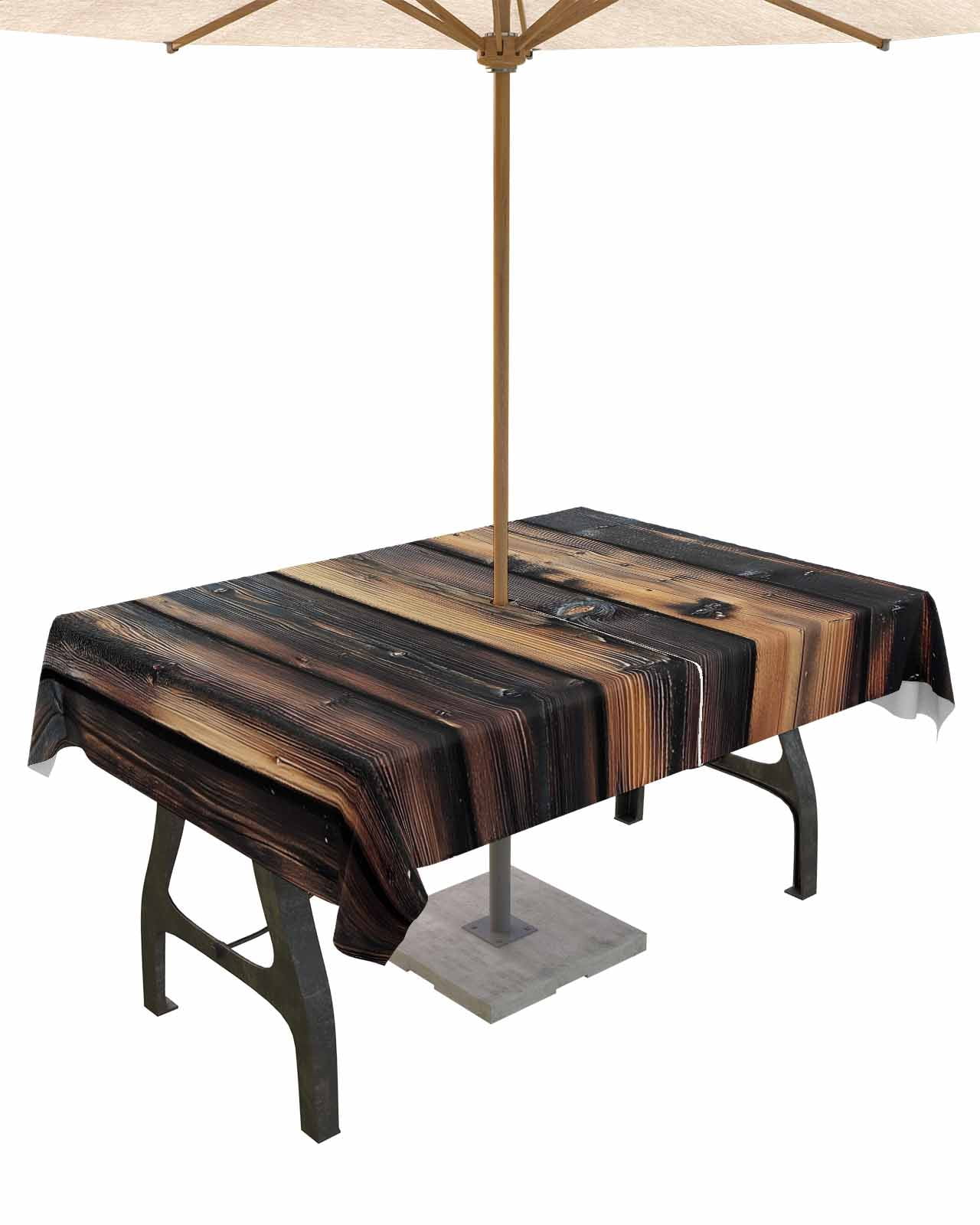 Fsddascl Brown Wooden Grain Outdoor Tablecloth - 60x120 Inch Rectangle ...