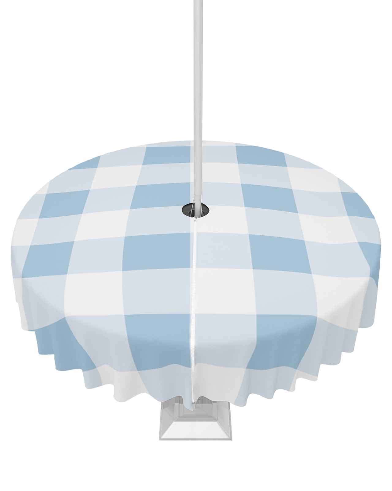 Fsddascl Buffalo Plaid Blue, Outdoor Tablecloth - 60 Inch Round Dining ...