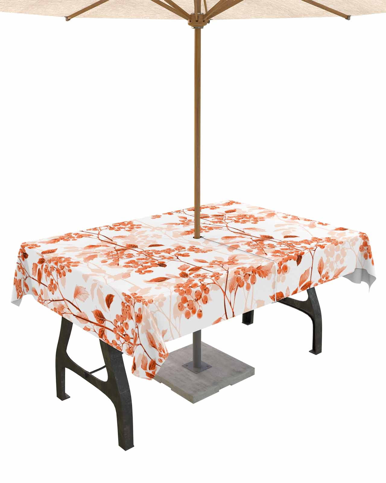 Fsddascl Burnt Orange Botanical Outdoor Tablecloth - 52x70 Inch ...