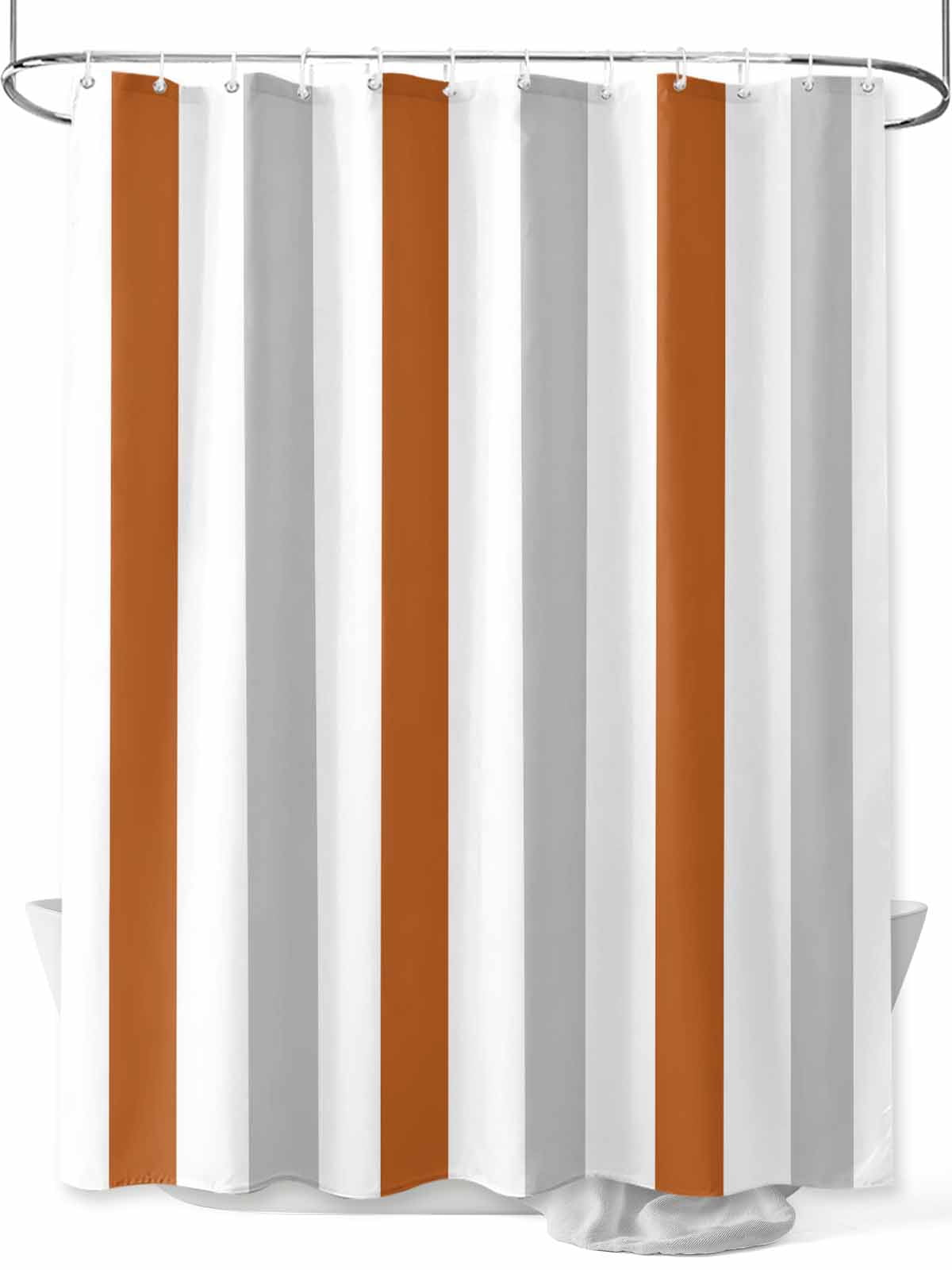 Fsddascl Burnt Orange Gray Striped Shower Curtain Set - Long 72" x 84 ...