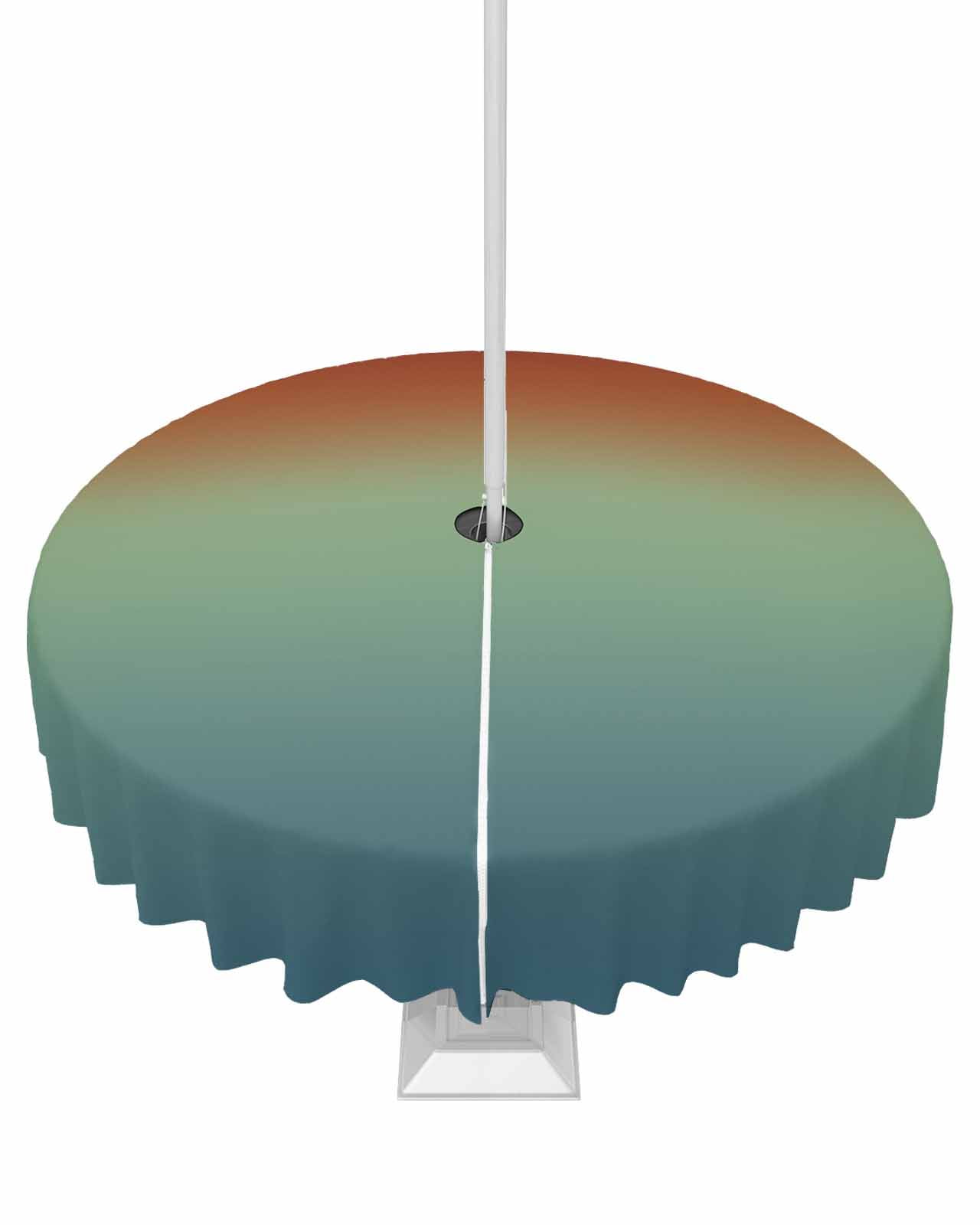 Fsddascl Burnt Orange Teal Ombre Outdoor Tablecloth - 60 Inch Round ...