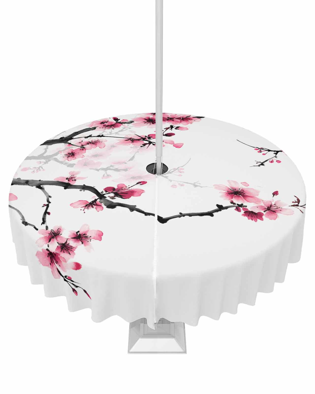 Fsddascl Cherry Blossoms Outdoor Tablecloth - 54 Inch Round Dining ...