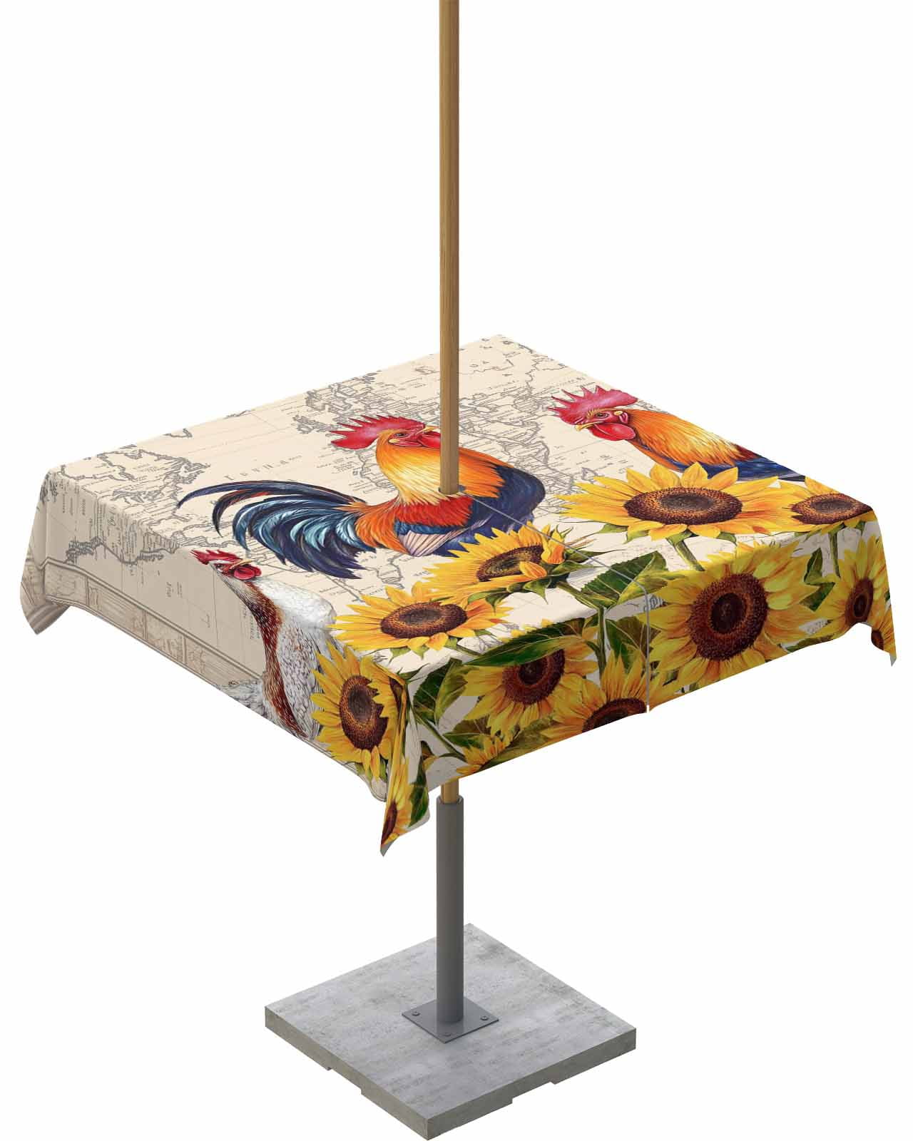 Fsddascl Chicken Sunflowers Outdoor Tablecloth - 60x60 Inch Square ...