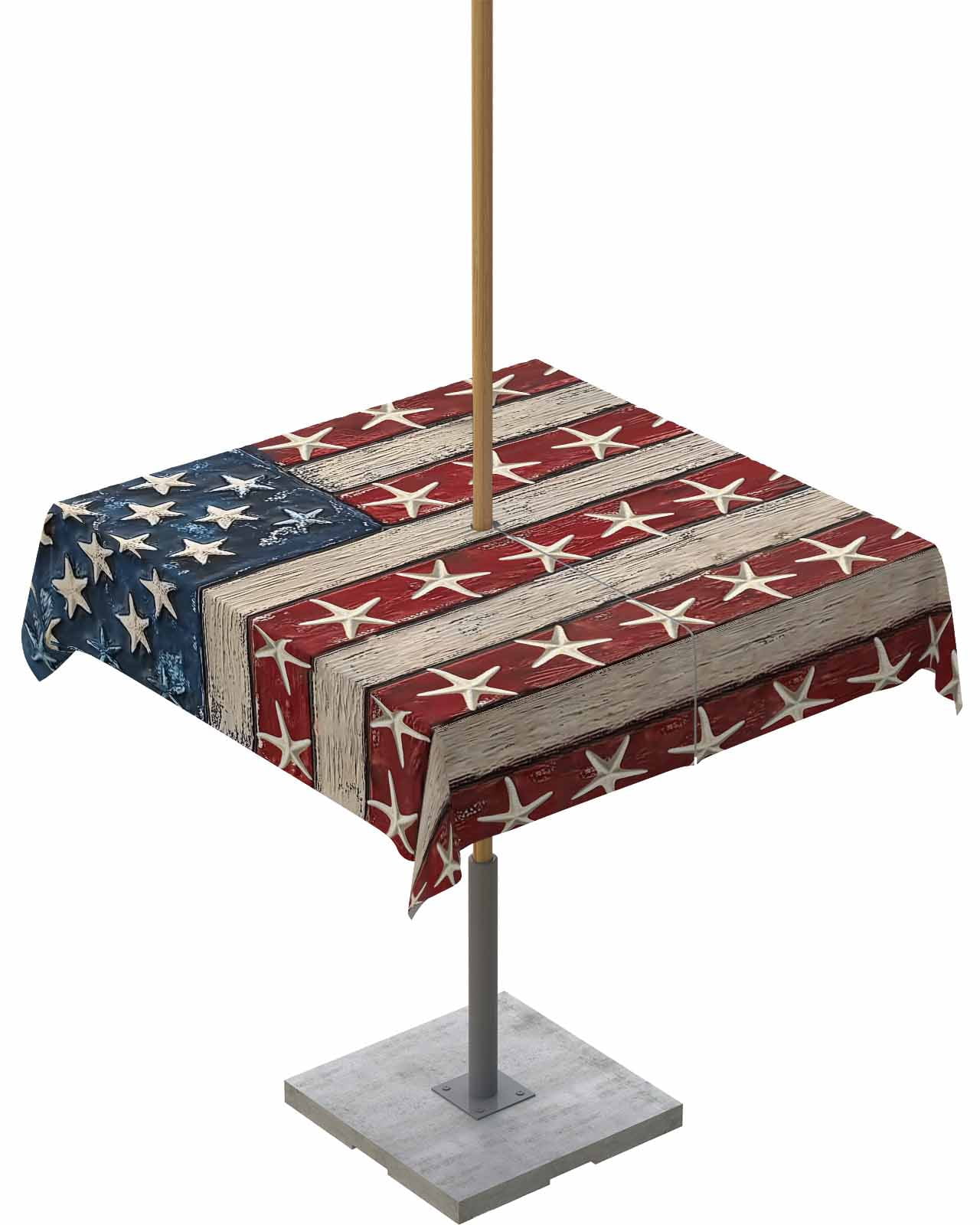 Fsddascl Coastal American Flag Outdoor Tablecloth - 60x60 Inch Square ...