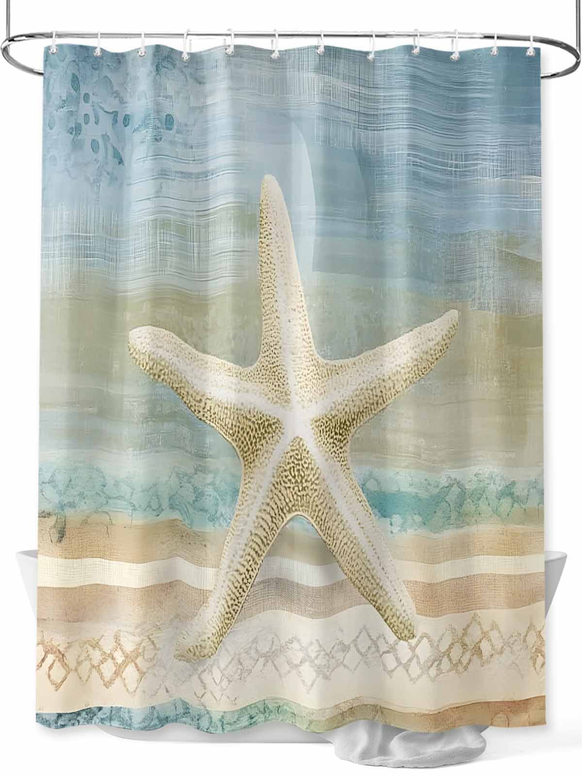 Fsddascl Coastal Beach Starfish Shower Curtain Set - Long 72" x 84 ...