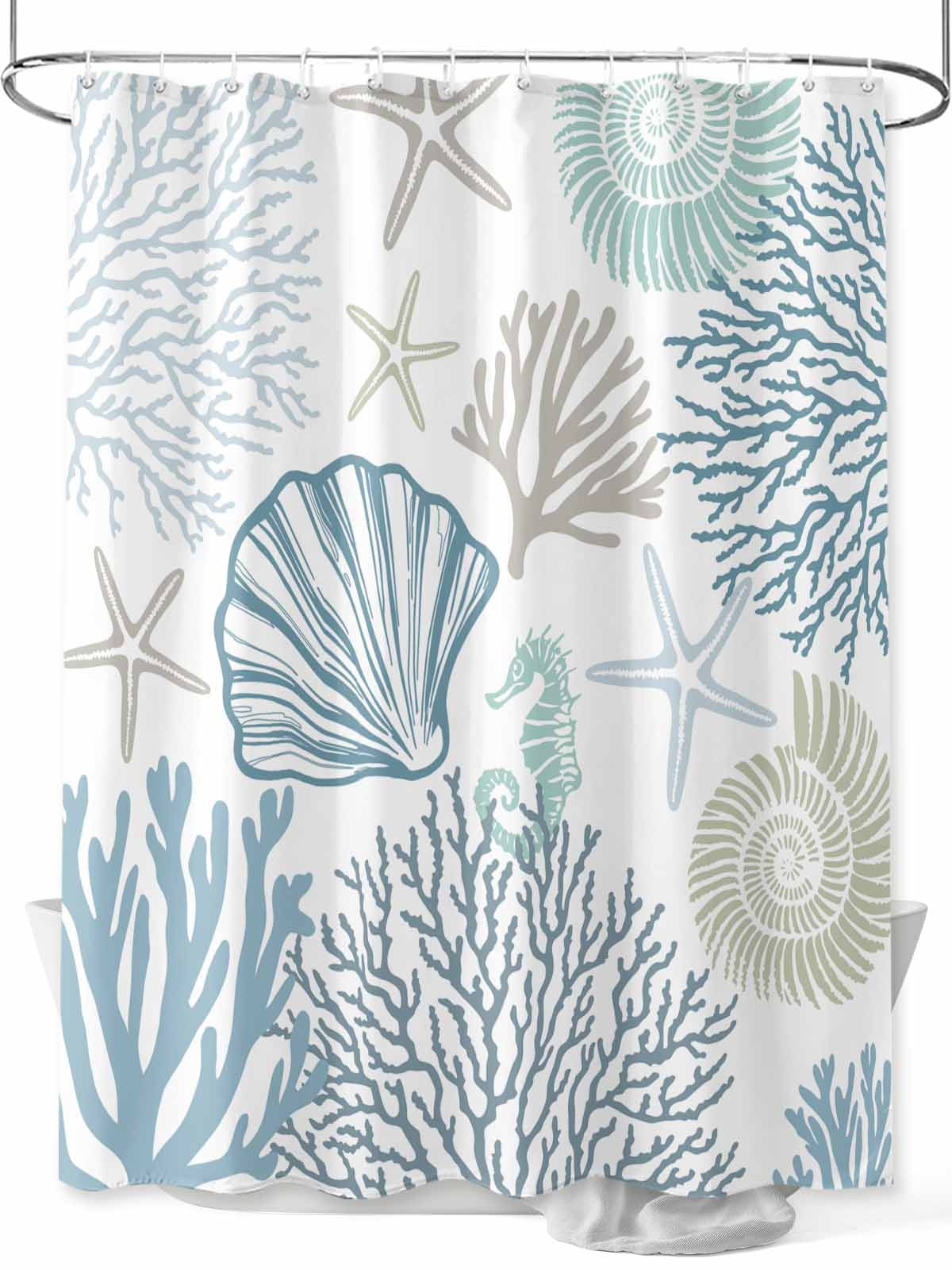 Fsddascl Coastal Blue Shower Curtain Set - 48" x 72" Washable Bathtub ...