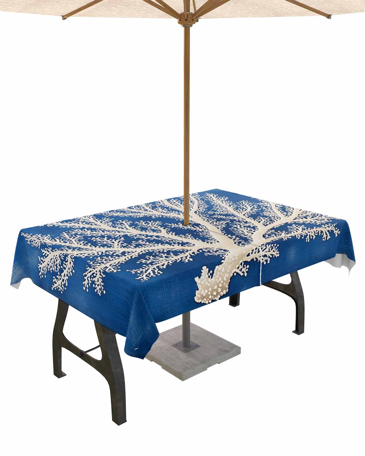Fsddascl Coastal Coral Outdoor Tablecloth - 60x120 Inch Rectangle ...