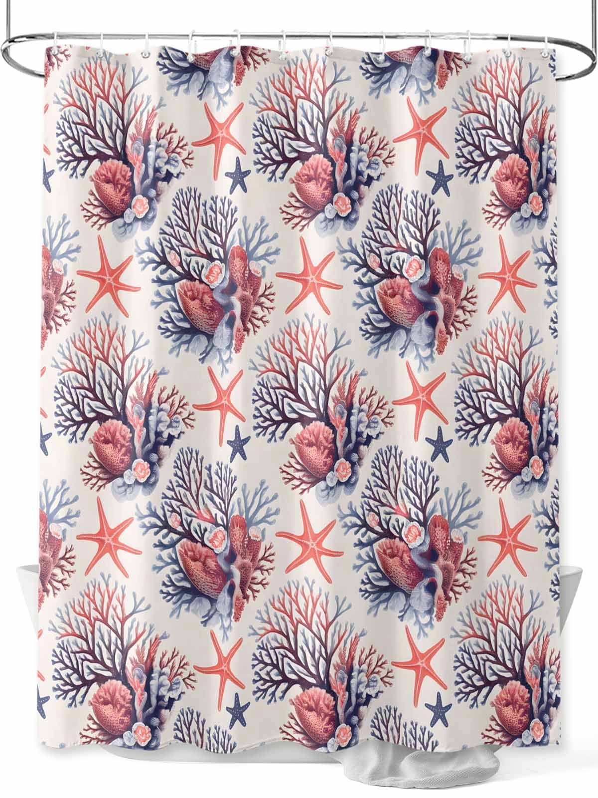 Fsddascl Coastal Coral Shower Curtain Set - Standard 72" x 72" Washable ...
