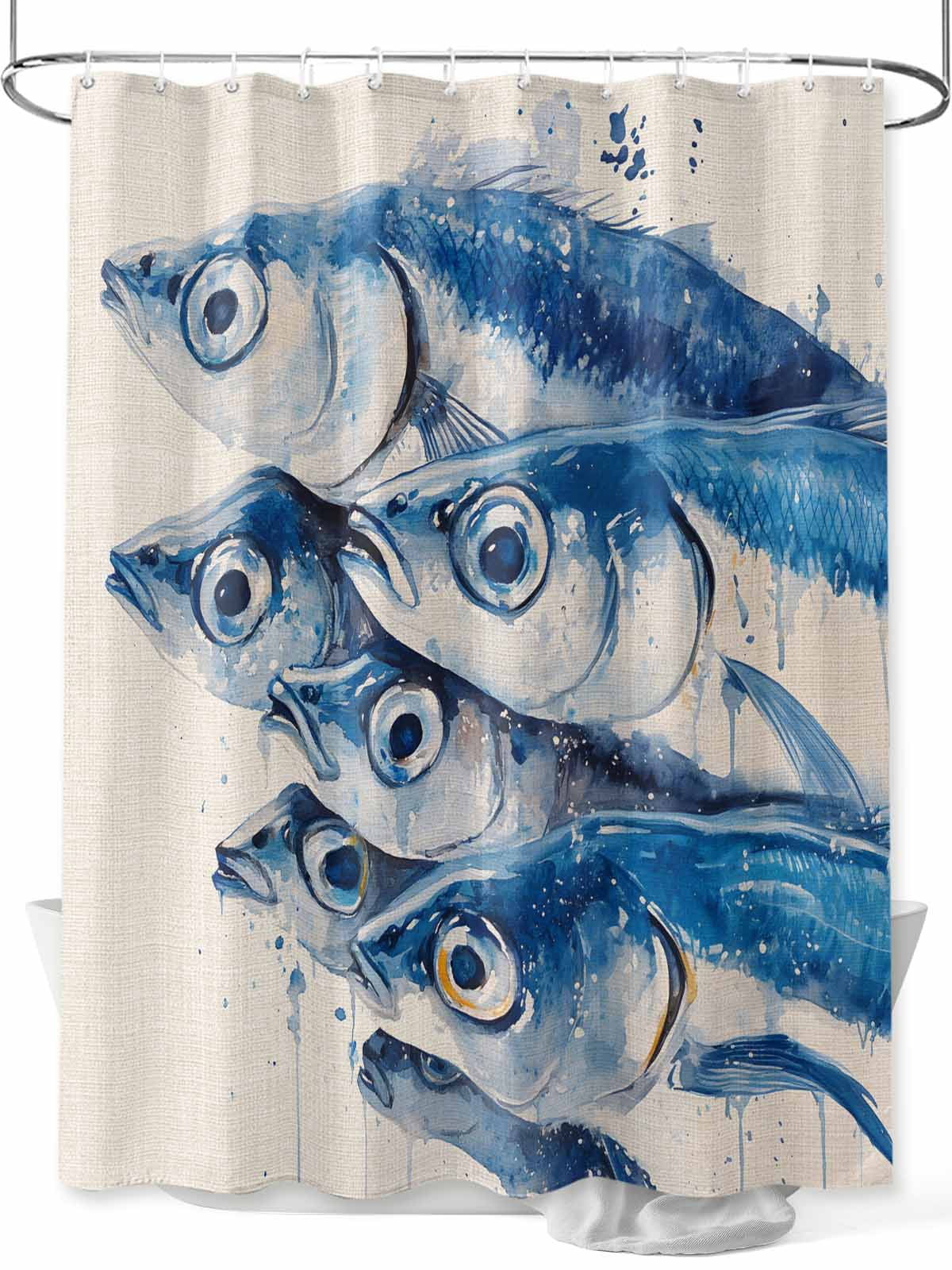 Fsddascl Coastal Fishes Shower Curtain Set - Extra Long 72" x 96 ...