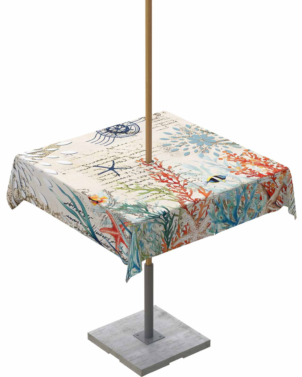 Fsddascl Coastal Ocean Outdoor Tablecloth - 60x60 Inch Square Dining ...