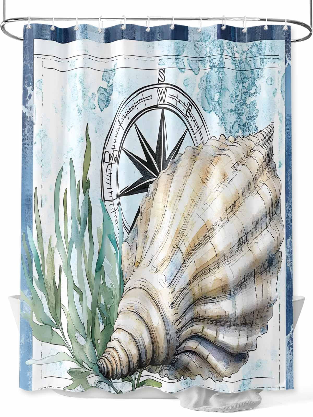 Fsddascl Coastal Ocean Shower Curtain Set - 54" x 78" Washable Bathtub ...