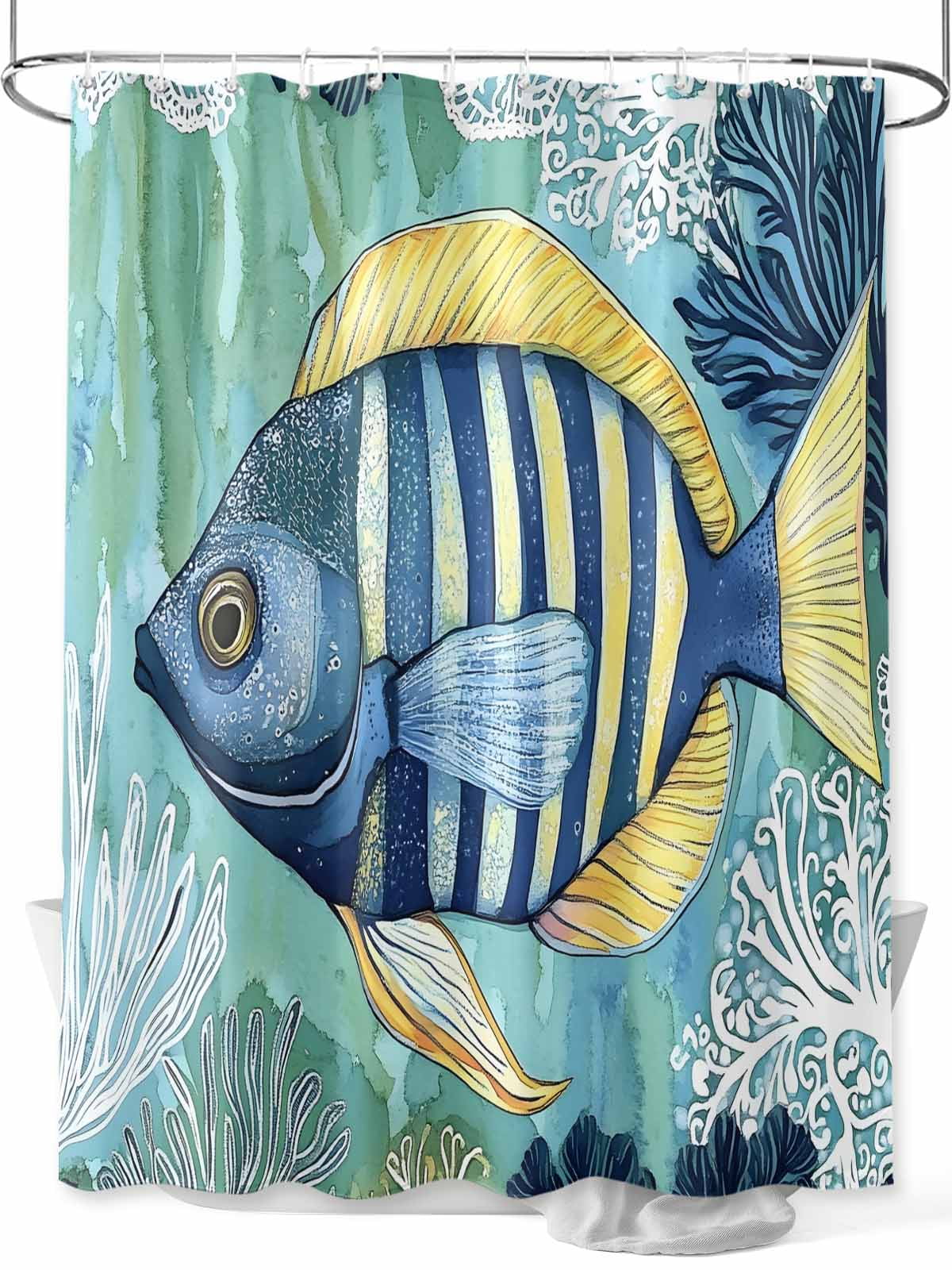 Fsddascl Coastal Ocean Shower Curtain Set - 72" x 78" Washable Bathtub Curtain with 12 Hooks ...