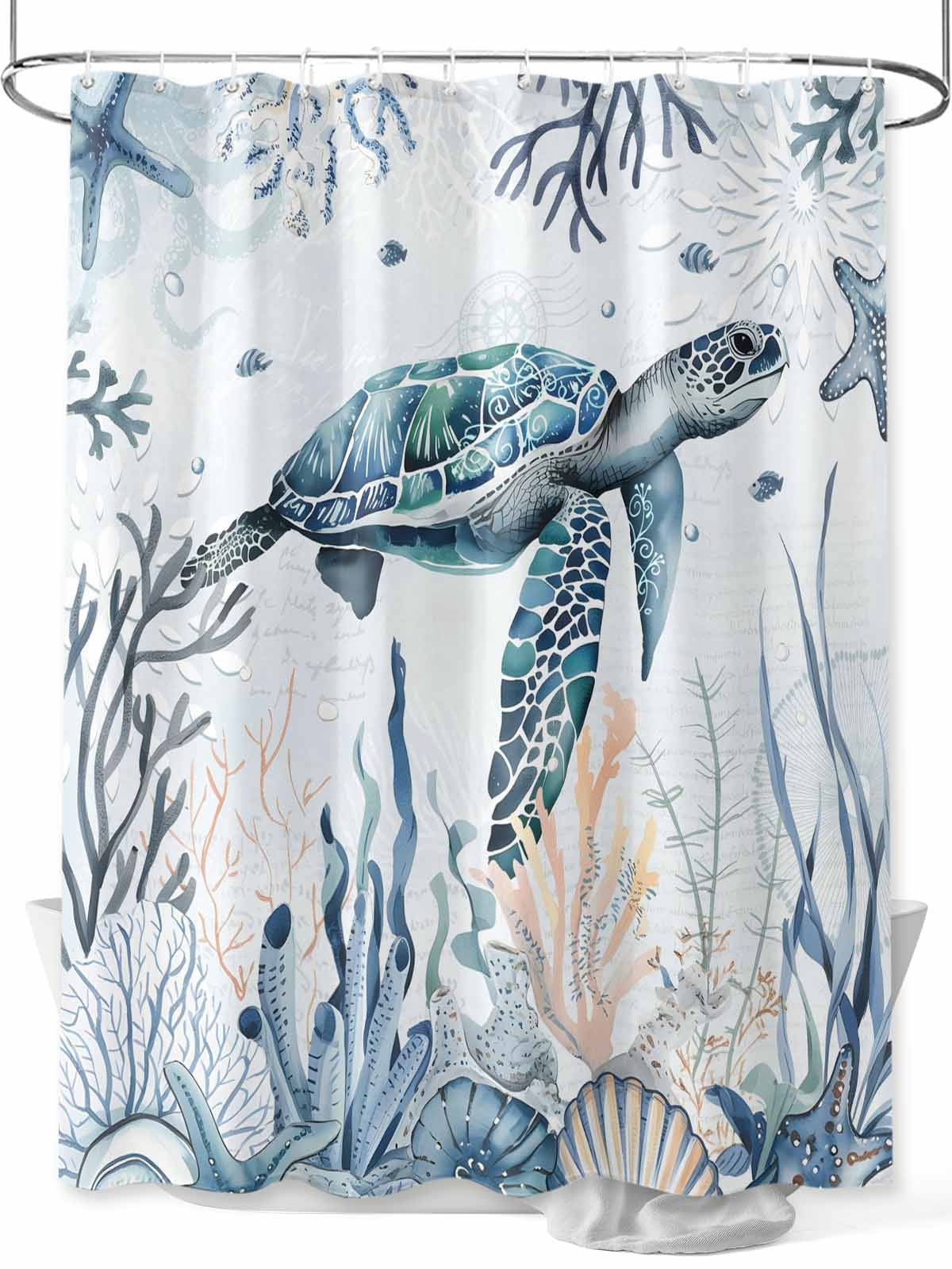 Fsddascl Coastal Sea Turtle Shower Curtain Set - Extra Long 72" x 96 ...