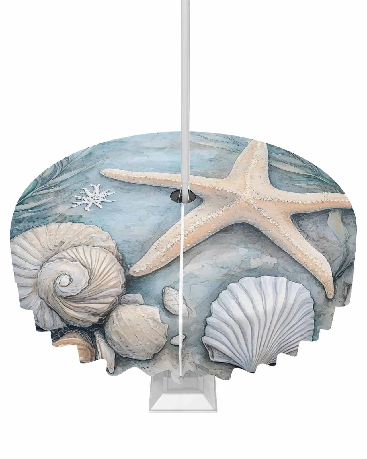 Fsddascl Coastal Starfish Outdoor Tablecloth - 54 Inch Round Dining ...