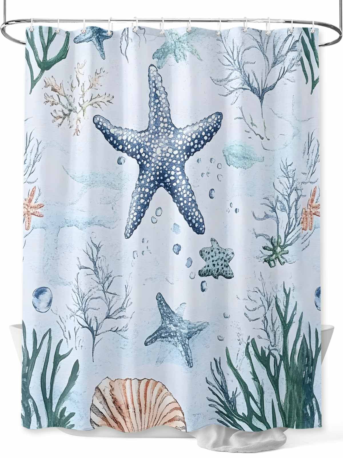 Fsddascl Coastal Starfish Shower Curtain Set - 36" x 78" Washable ...