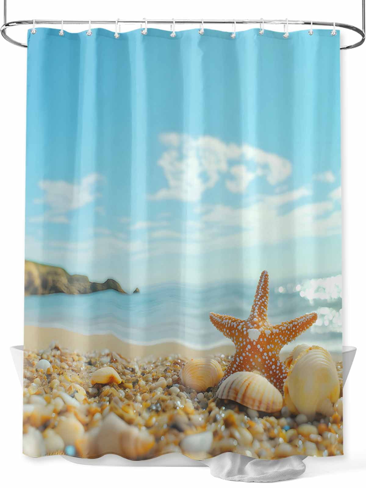 Fsddascl Coastal Starfish Shower Curtain Set - 48" x 72" Washable ...
