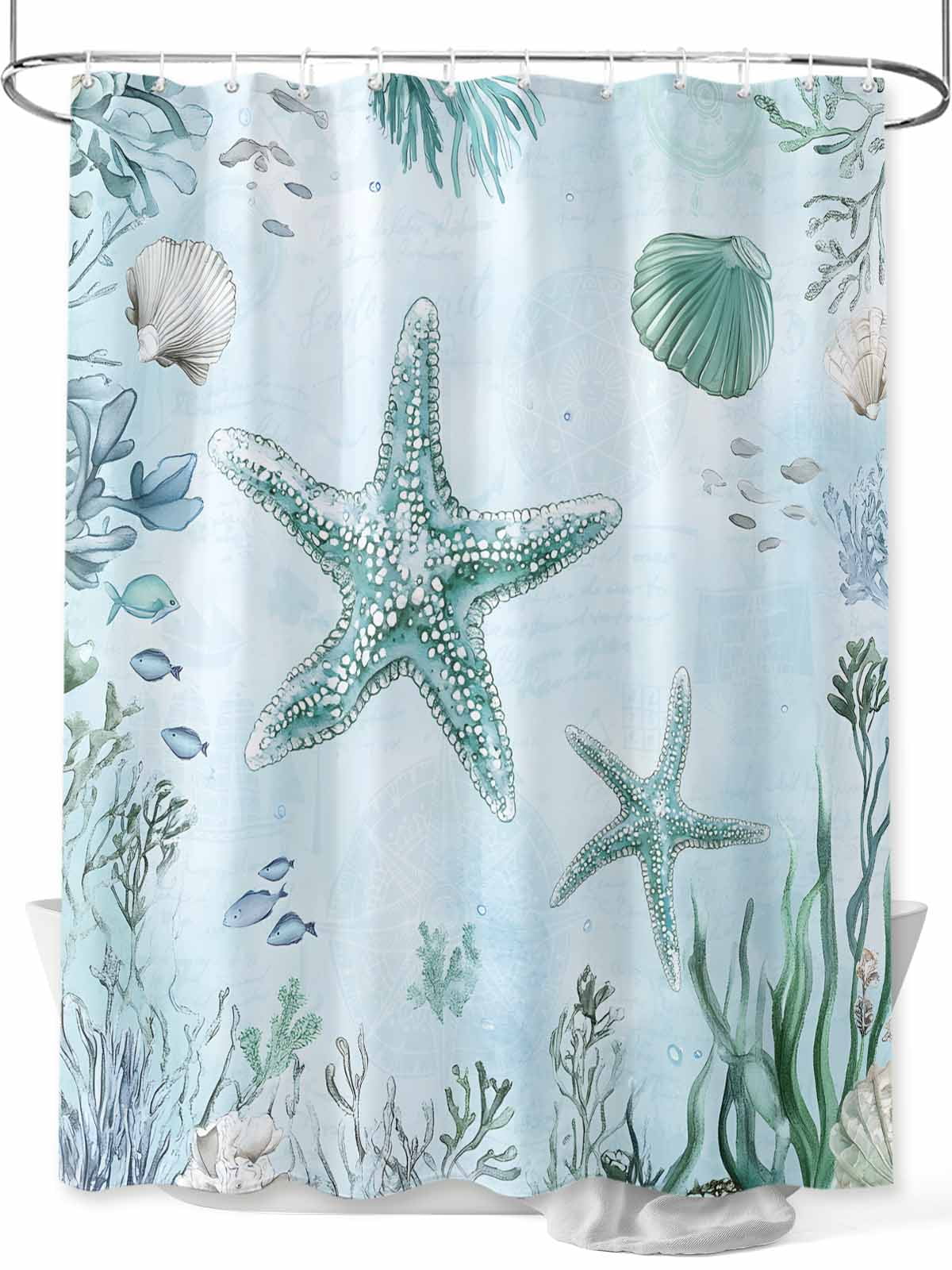 Fsddascl Coastal Starfish Shower Curtain Set - 54" x 78" Washable ...