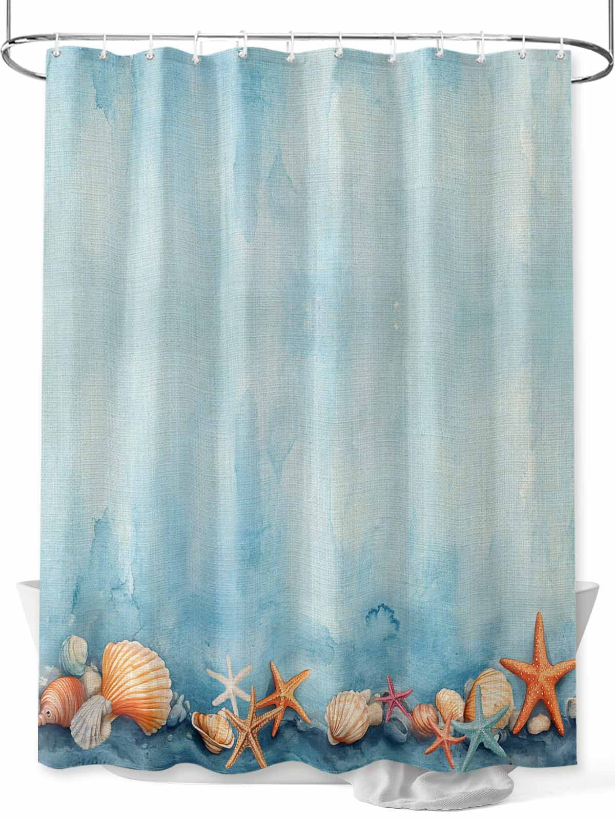 Fsddascl Coastal Starfish Shower Curtain Set - 54" x 78" Washable ...