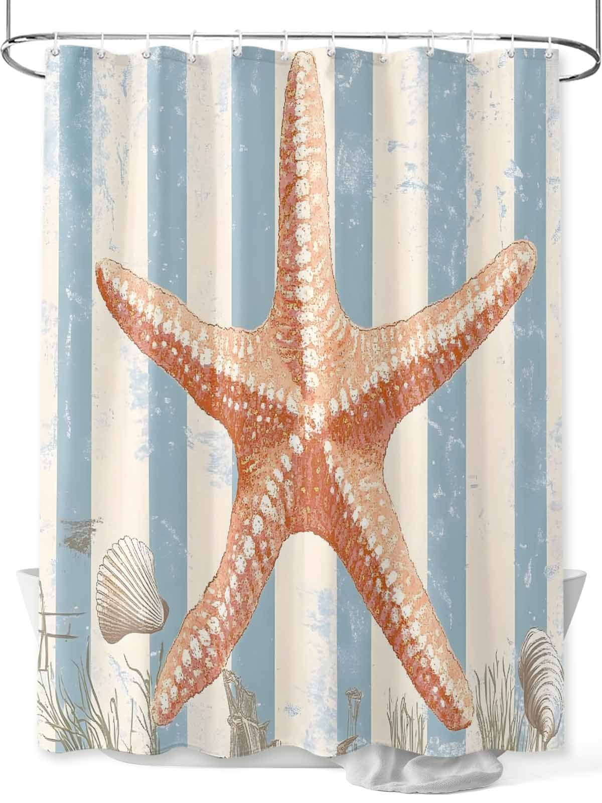 Fsddascl Coastal Starfish Shower Curtain Set - 66" x 72" Washable ...