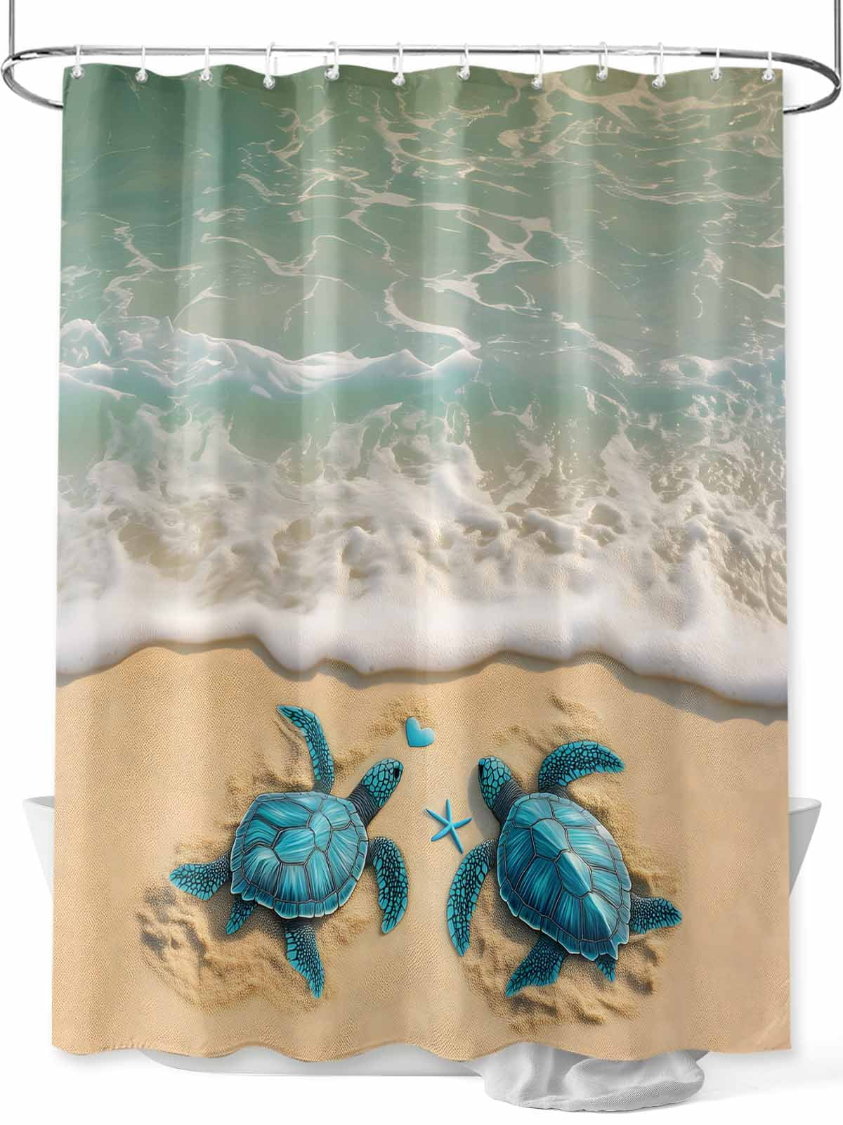 Fsddascl Coastal Turtle Shower Curtain Set - 54" x 78" Washable Bathtub ...