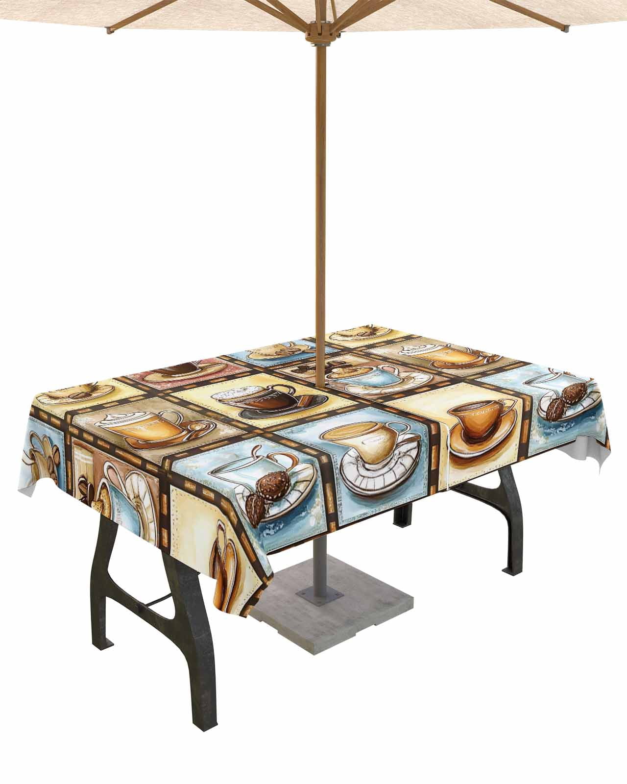 Fsddascl Coffee Outdoor Tablecloth - 60x120 Inch Rectangle Dining Table ...