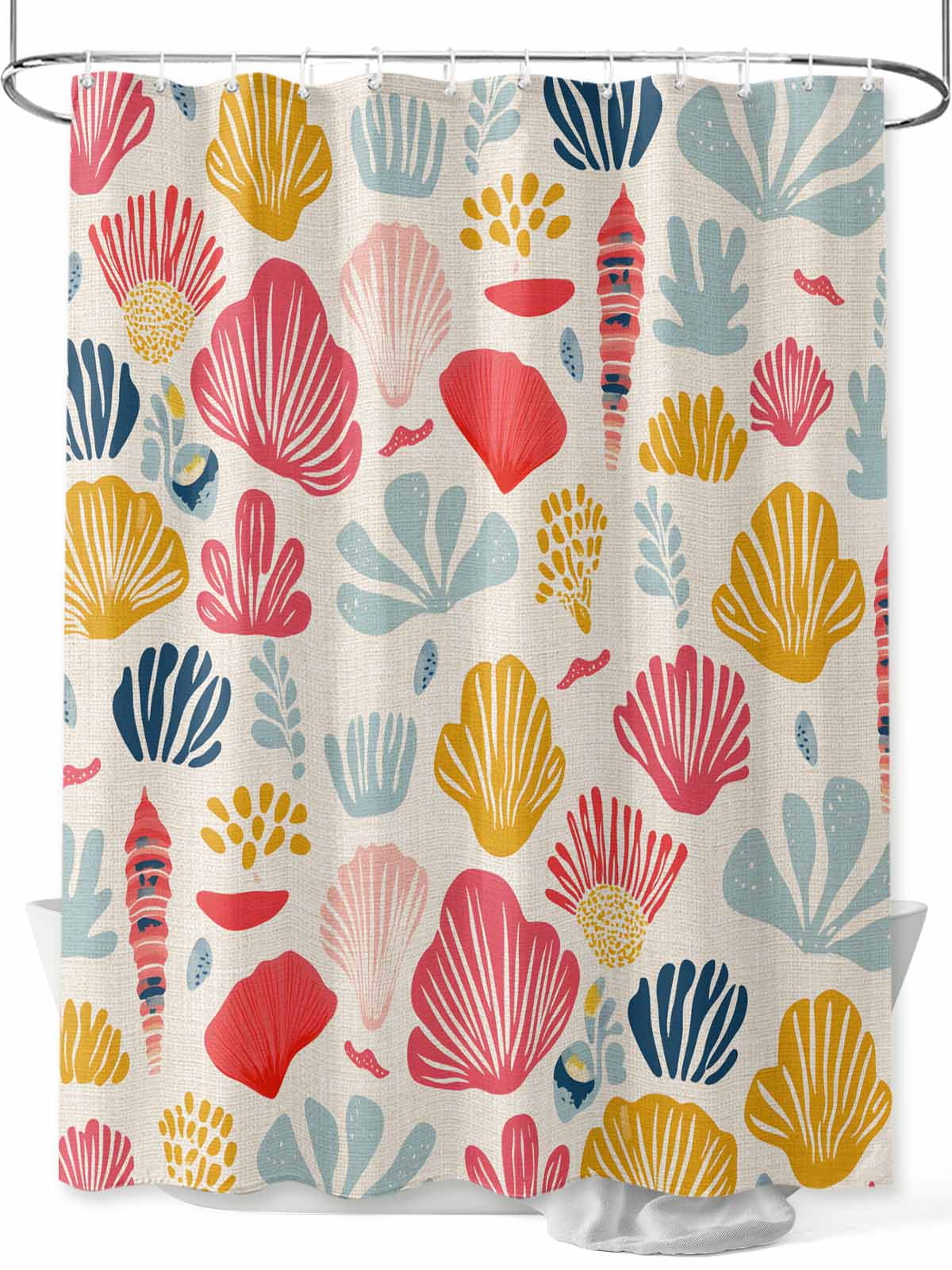 Fsddascl Colorful Coastal Shells Shower Curtain Set - 66" x 72 ...
