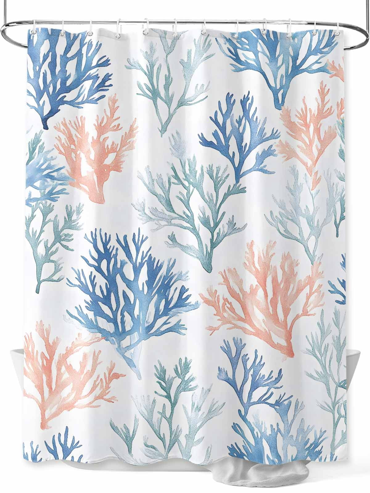 Fsddascl Colorful Coral Shower Curtain Set - 60" x 72" Washable Bathtub ...