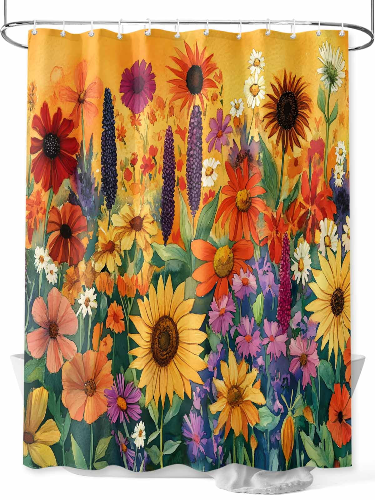 Fsddascl Colorful Flowers Shower Curtain Set - Long 72" x 84" Washable ...