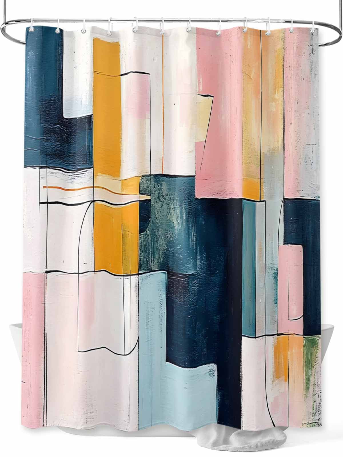 Fsddascl Colorful Geometric Shower Curtain Set - 36" x 78" Washable ...