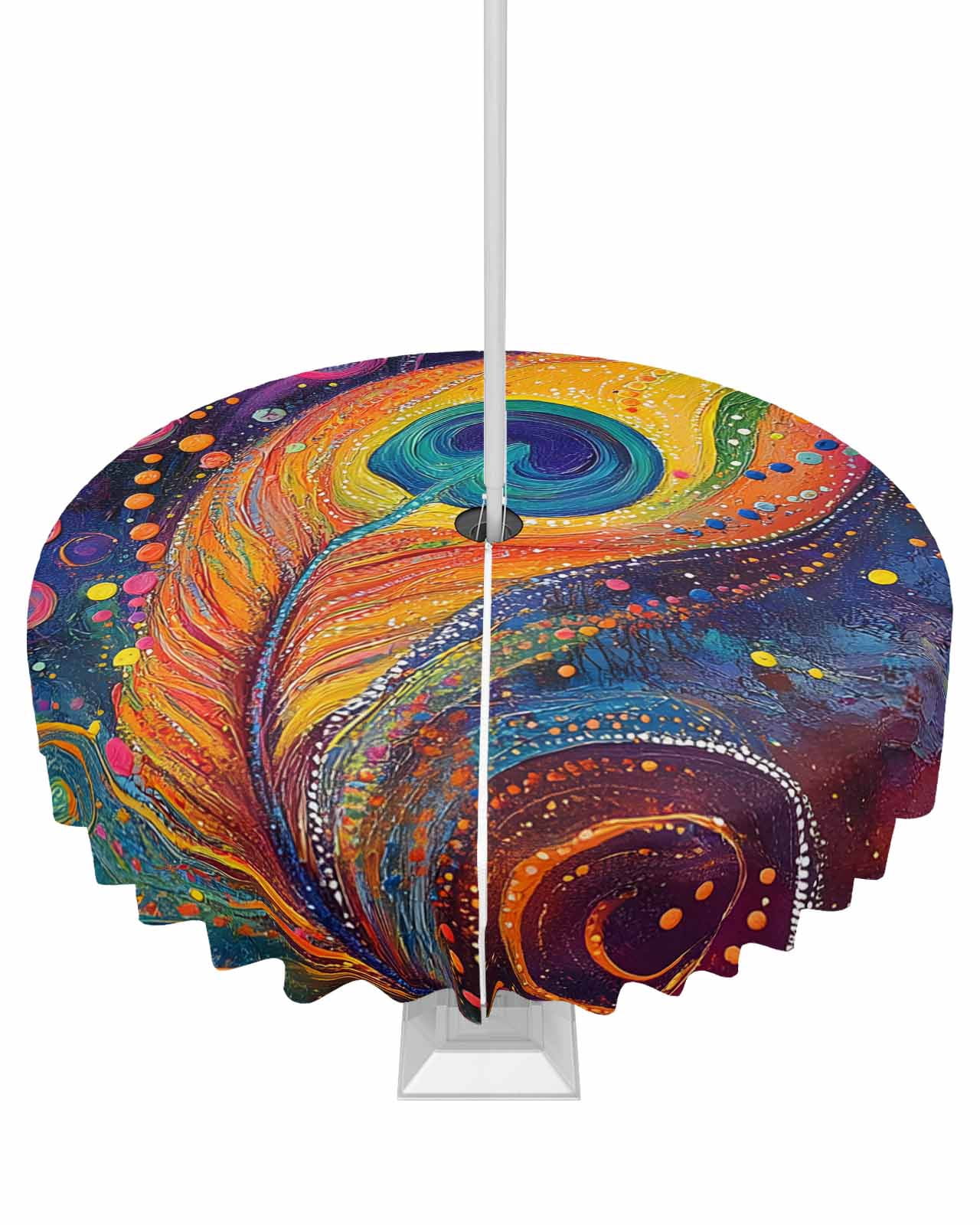 Fsddascl Colorful Peacock Feathers Outdoor Tablecloth - 54 Inch Round ...