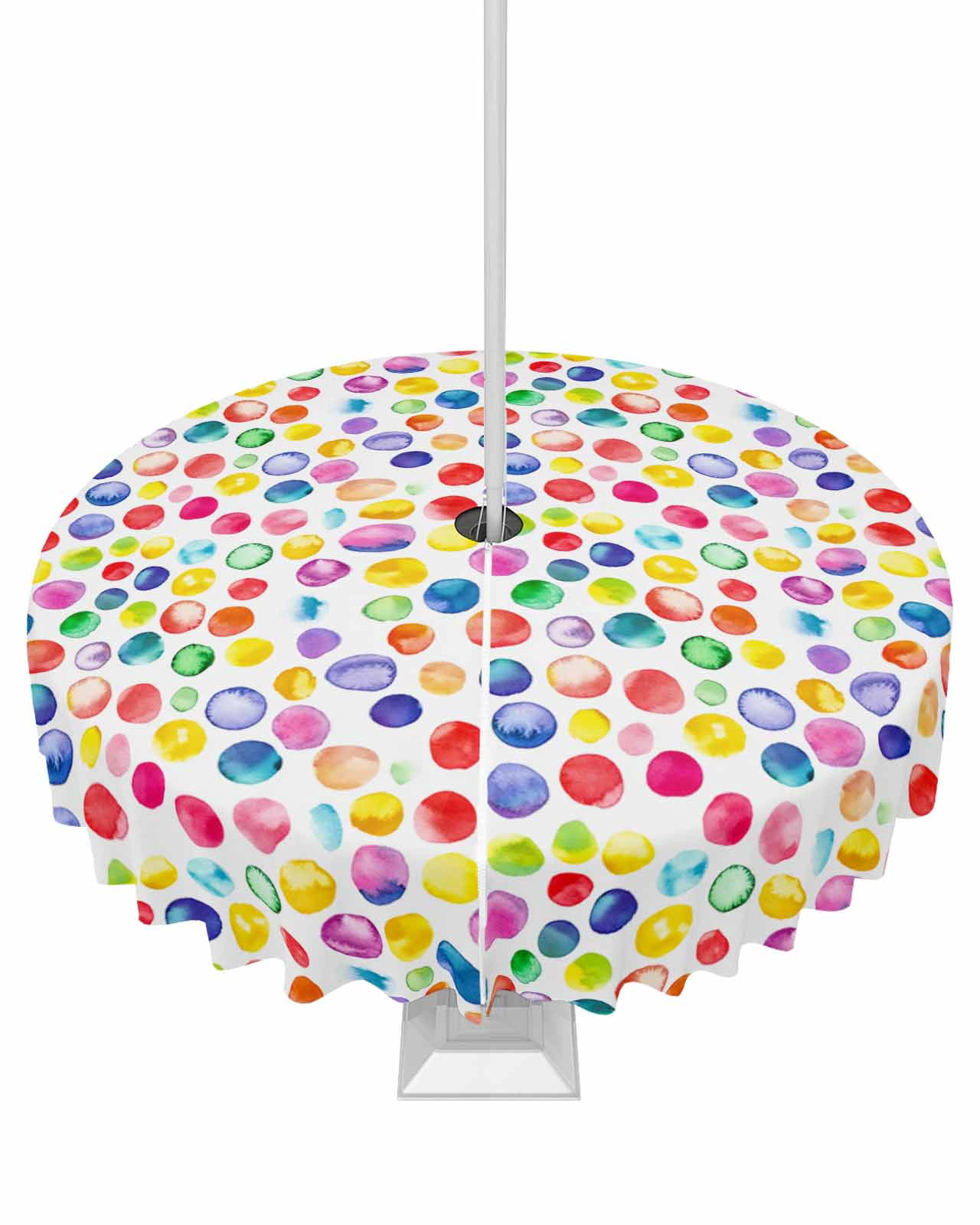 Fsddascl Colorful Polka Dot Outdoor Tablecloth - 54 Inch Round Dining ...