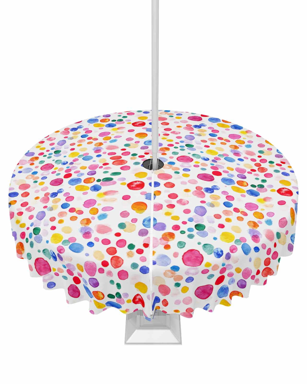 Fsddascl Colorful Polka Dot Outdoor Tablecloth - 60 Inch Round Dining ...