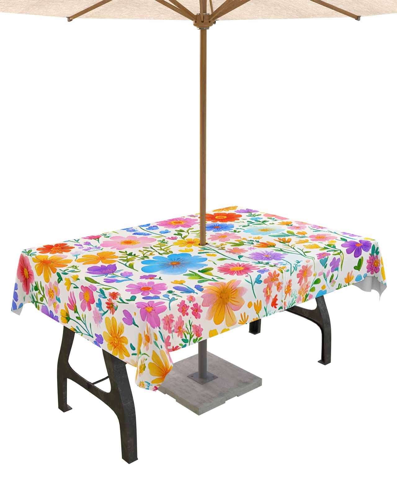 Fsddascl Colorful Spring Floral Outdoor Tablecloth - 60x102 Inch ...