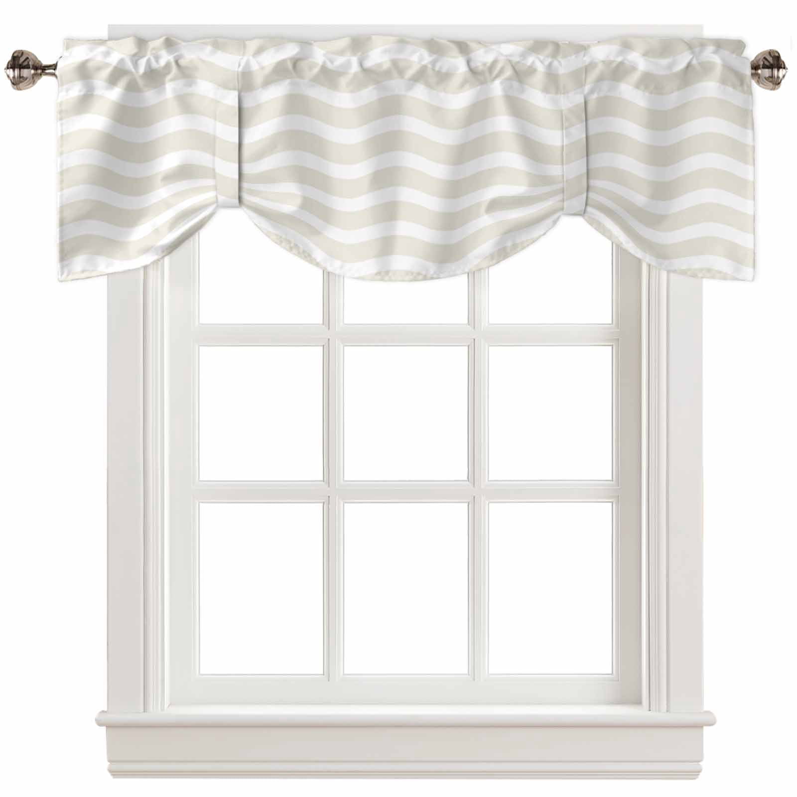 Fsddascl Cream Moire Tie Up Valance Curtains for Windows, Kitchen ...
