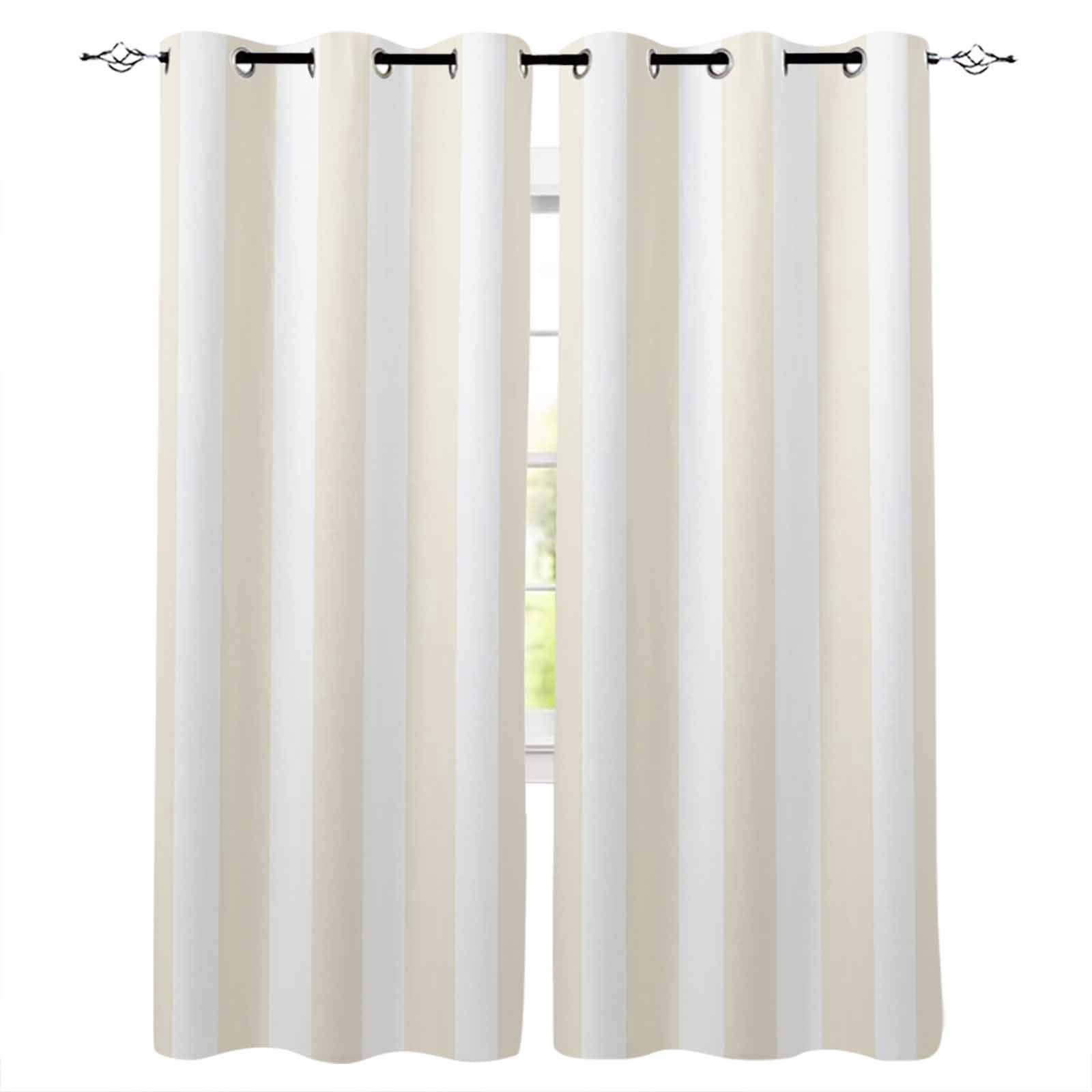 Fsddascl Cream Striped Blackout Curtains for Bedroom/Living Room ...