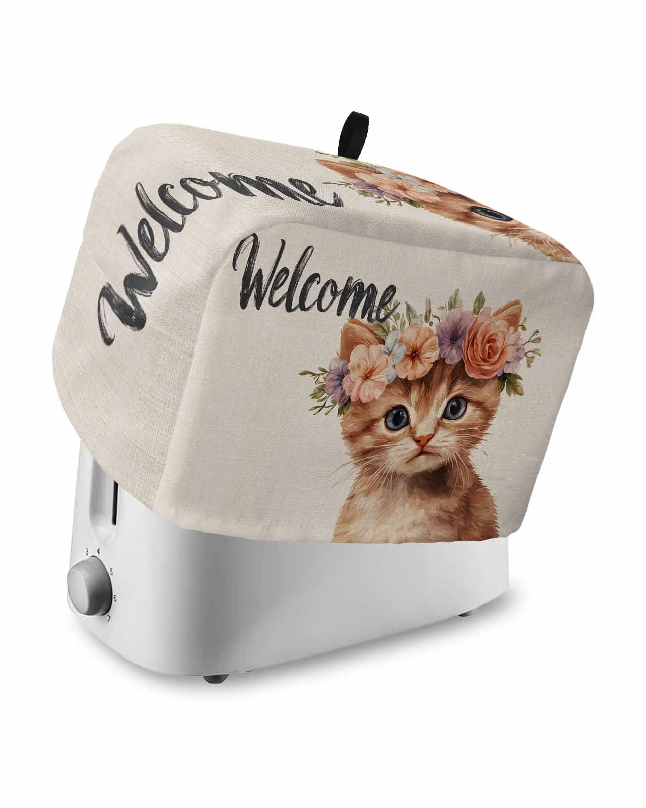 Fsddascl Cute Cat Flower Toaster Cover 2 Slice, Small Kitchen Appliance ...