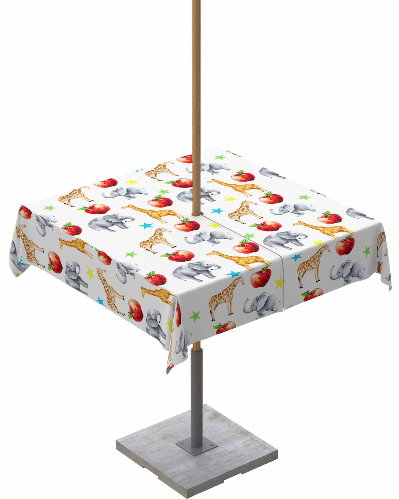 Fsddascl Cute Giraffe Elephant Outdoor Tablecloth - 60x60 Inch Square ...