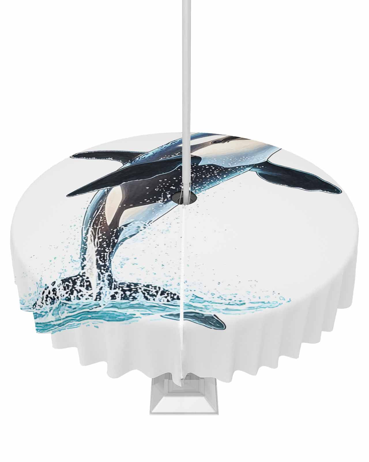 Fsddascl Cute Killer Whale Outdoor Tablecloth - 60 Inch Round Dining ...