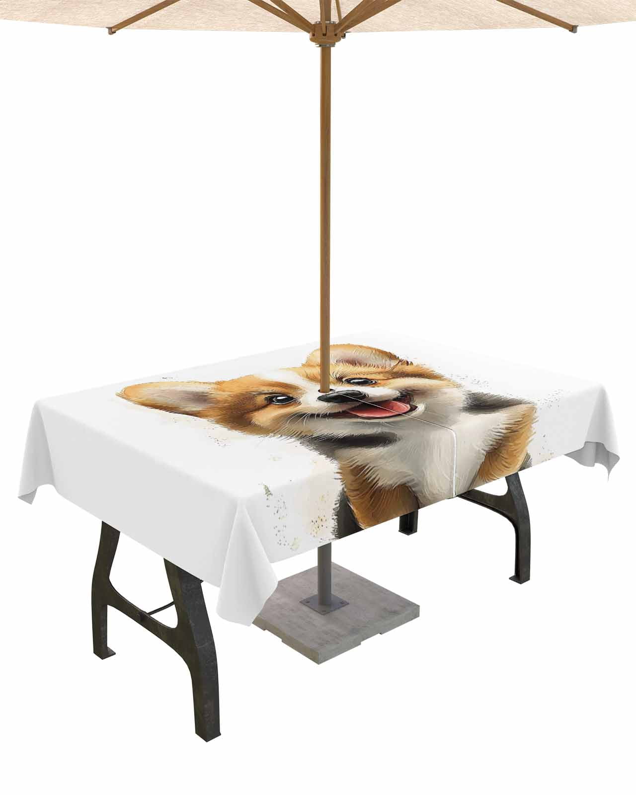Fsddascl Cute Puppy Outdoor Tablecloth - 60x120 Inch Rectangle Dining ...