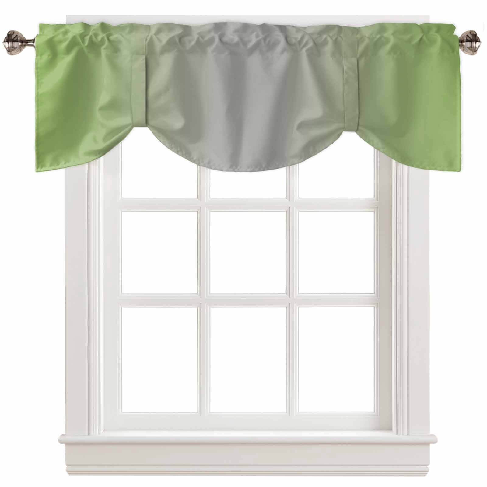 Fsddascl Dark Sea Green Gray Ombre Tie Up Valance Curtains for Windows ...