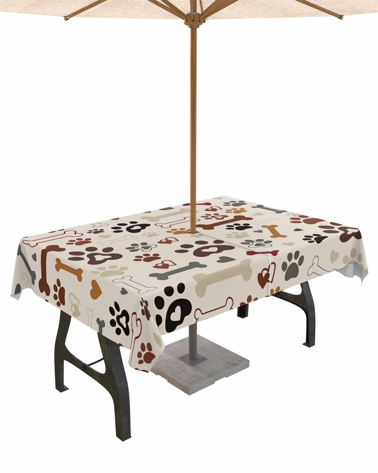 Fsddascl Dog Paw Outdoor Tablecloth - 54x80 Inch Rectangle Dining Table ...