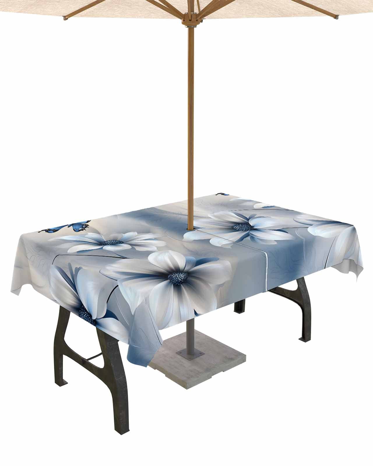 Fsddascl Elegant Floral Outdoor Tablecloth - 60x120 Inch Rectangle ...