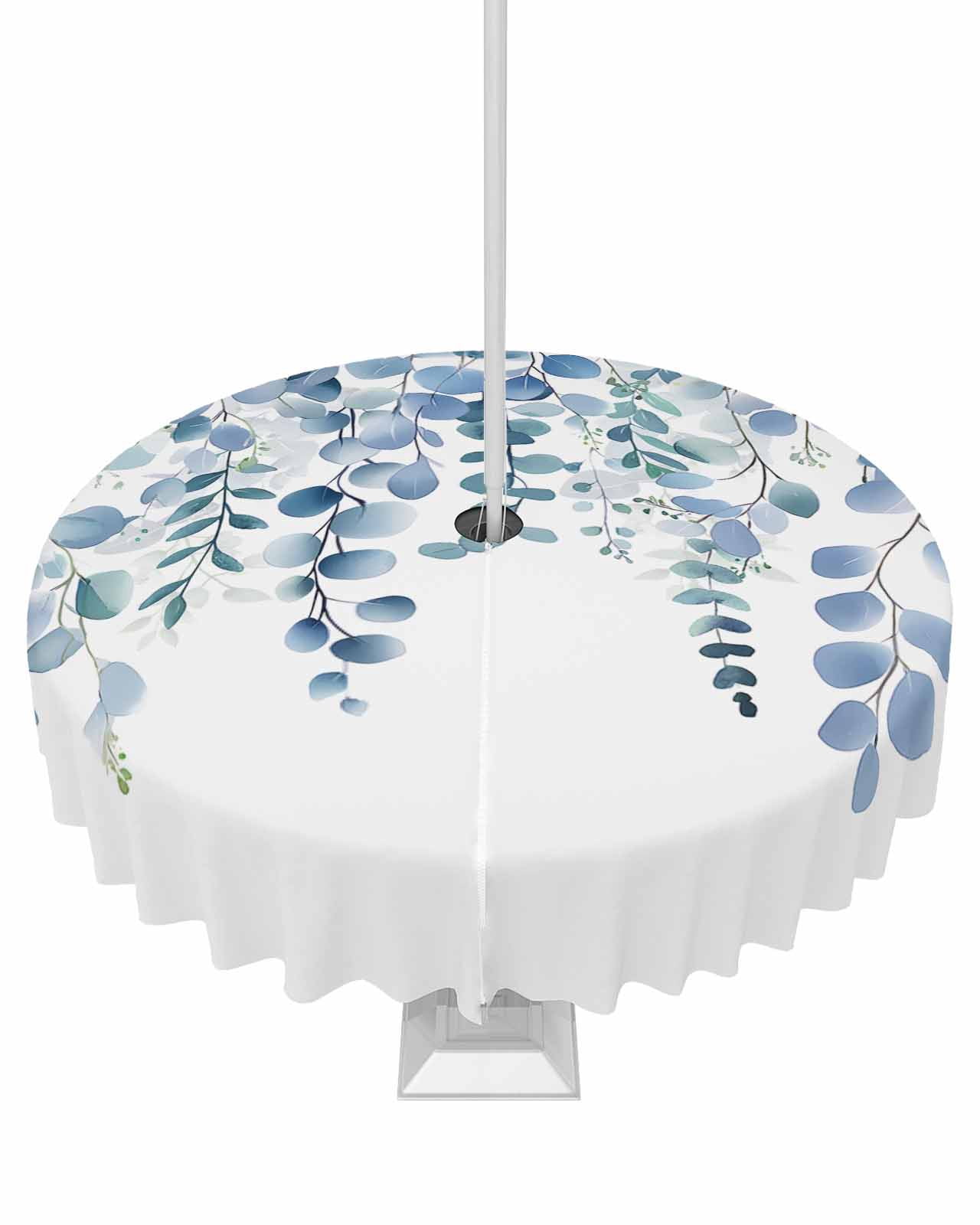 Fsddascl Eucalyptus Blue Outdoor Tablecloth - 60 Inch Round Dining ...